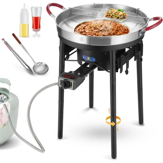 ARC 23" Concave Comal Set w/50,000BTU Propane Grill Burner, Stainless ...