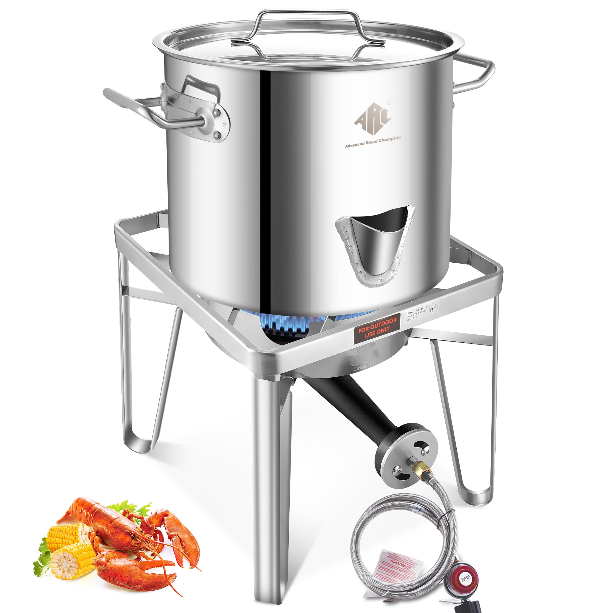ARC 40QT Stainless Steel Steamer Pot with Propane Burner for Outdoor ...