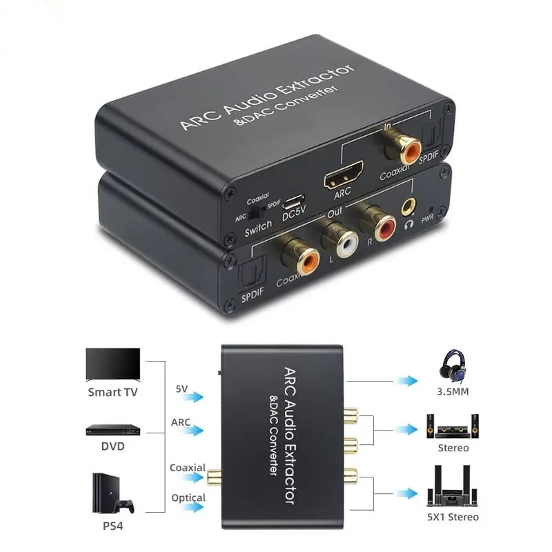ARC Audio Adapter HDMI-compatible Audio Extractor Digital to Analog ...