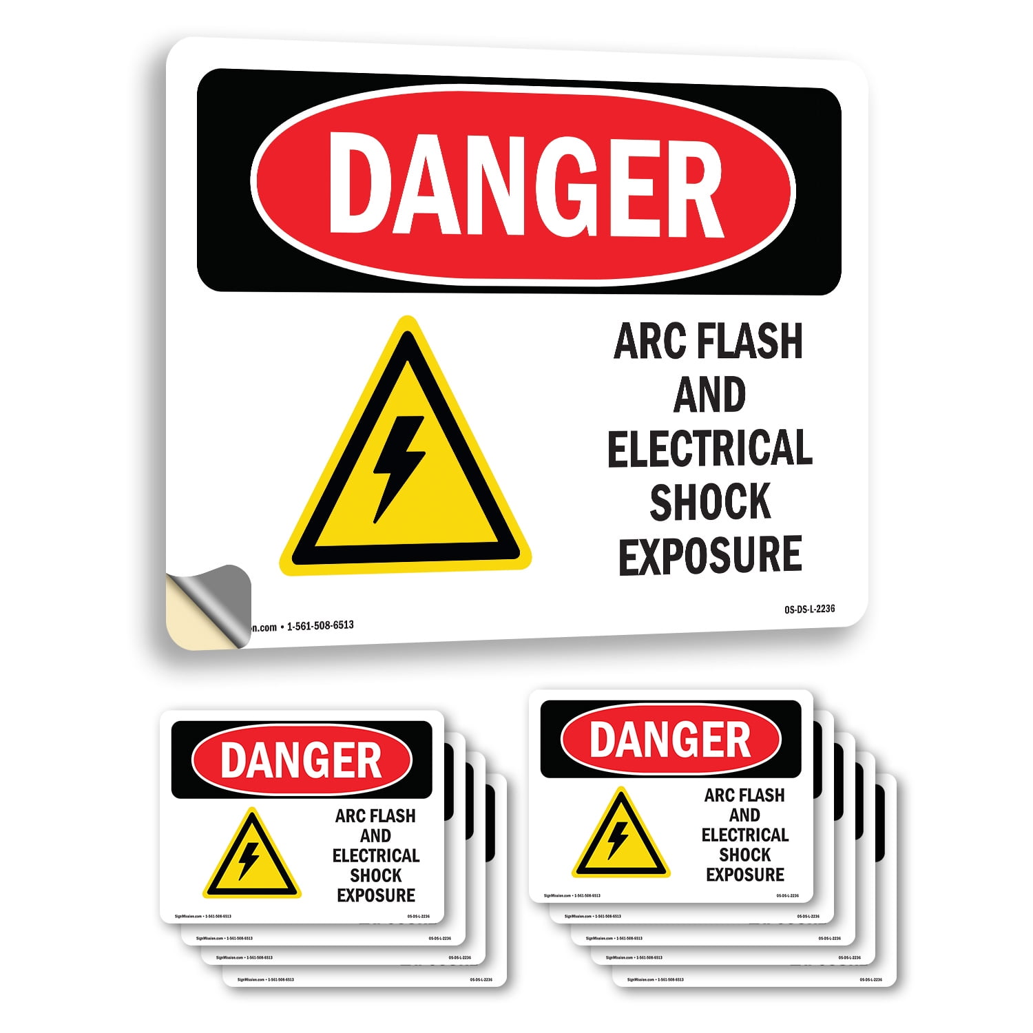 ARC Flash And Electrical Shock OSHA Danger Vinyl Decal Label 18 Inch x ...
