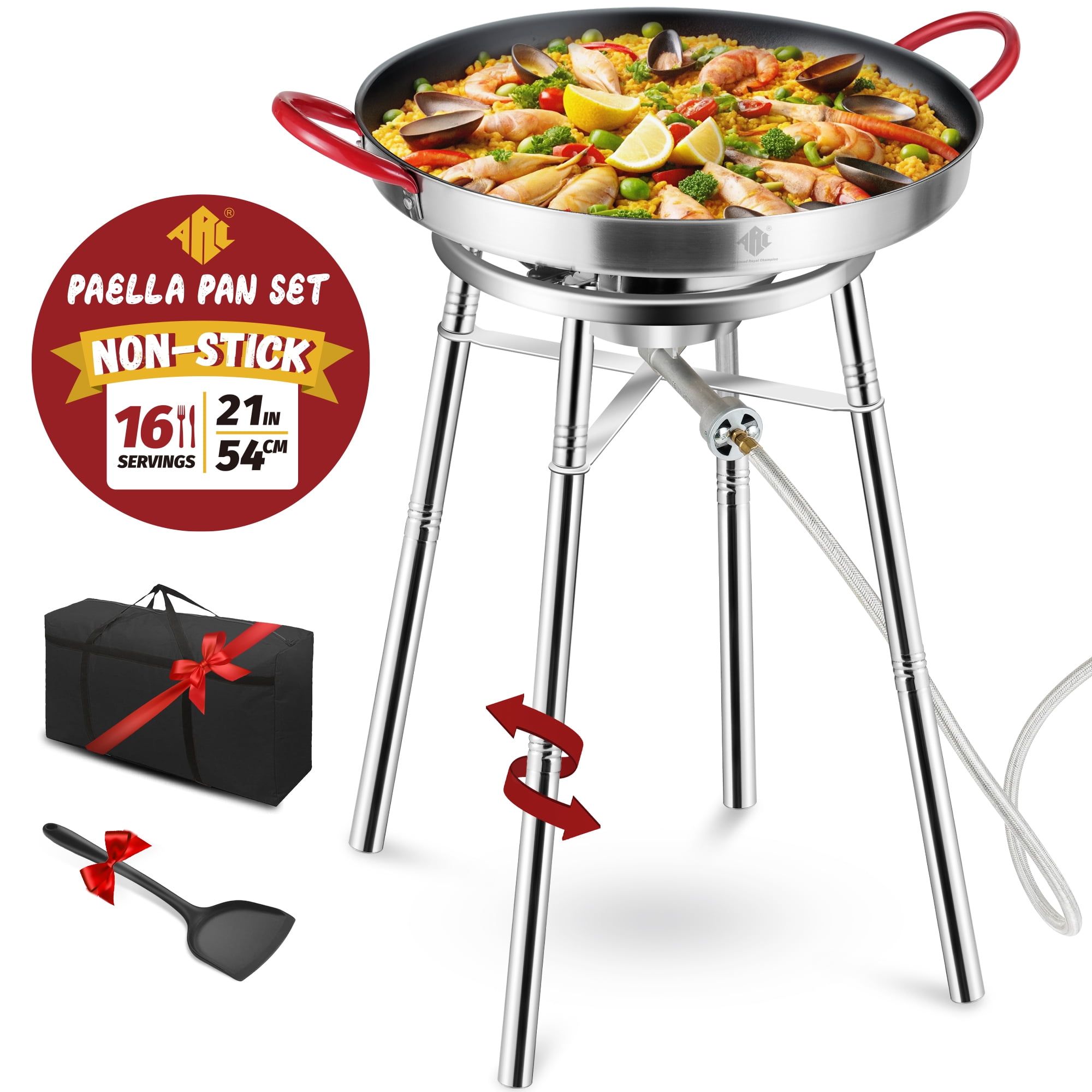 ARC Nonstick Paella Pan, Stainless Steel Paella Burner and Stand Set ...
