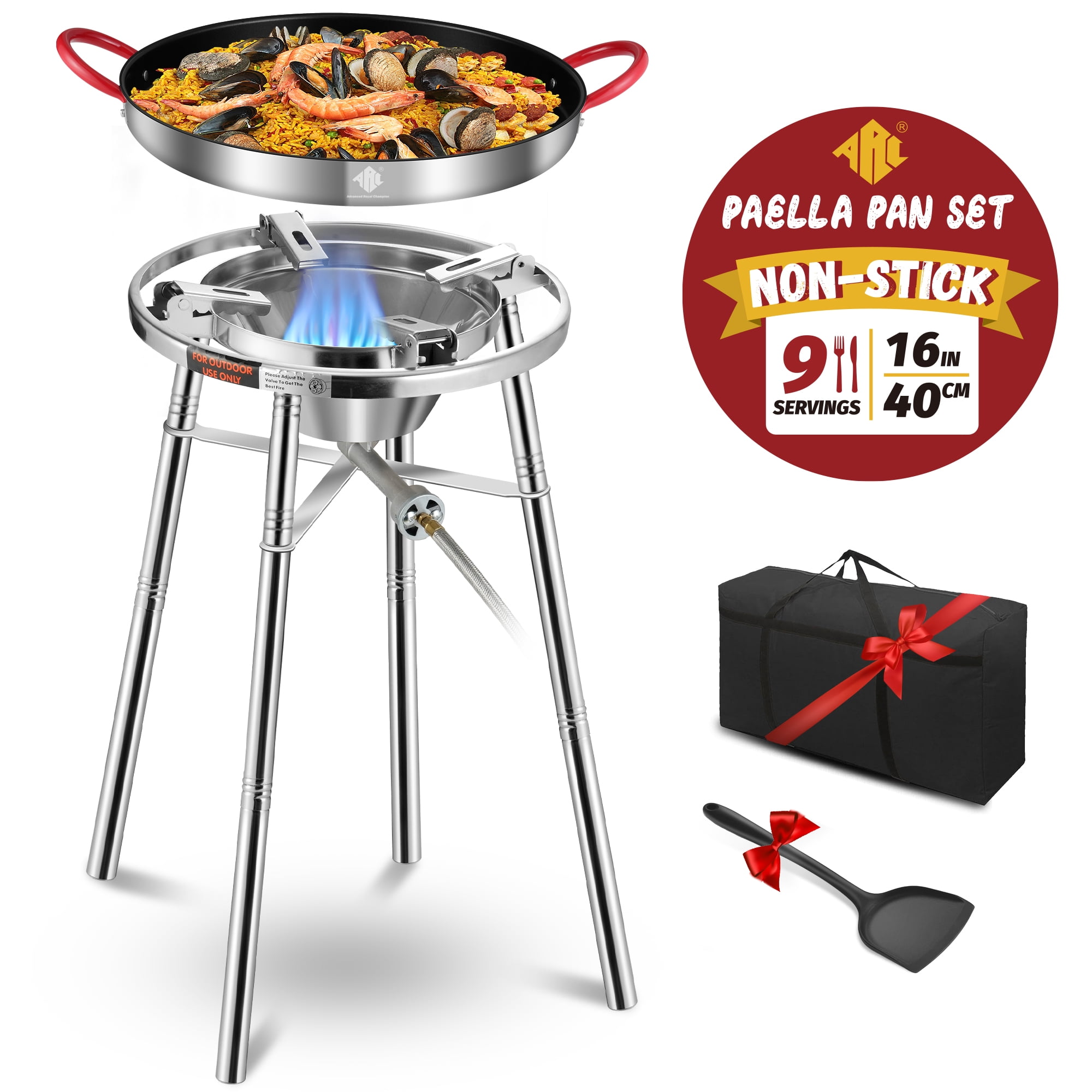 ARC Nonstick Paella Pan, Stainless Steel Paella Burner and Stand Set ...
