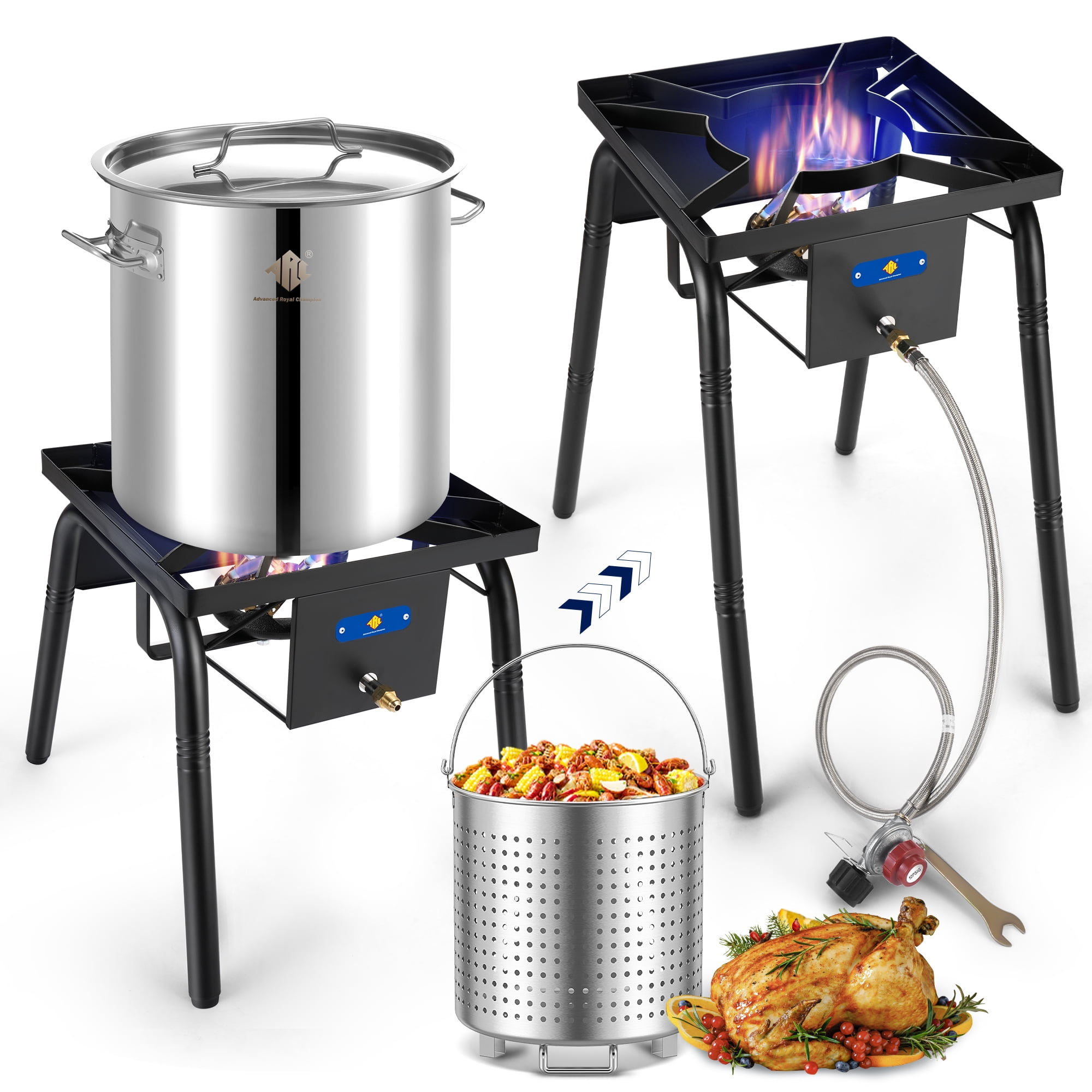 ARC Stainless Steel Seafood Boil Pot With 220,000 BTU Propane Burner ...