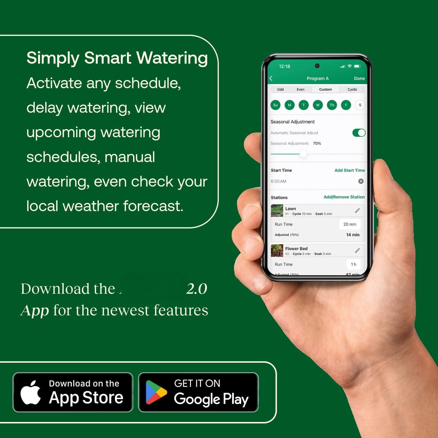 ARC8 App-Based Indoor/Outdoor Smart Irrigation WiFi Timer/Controller, 8 ...