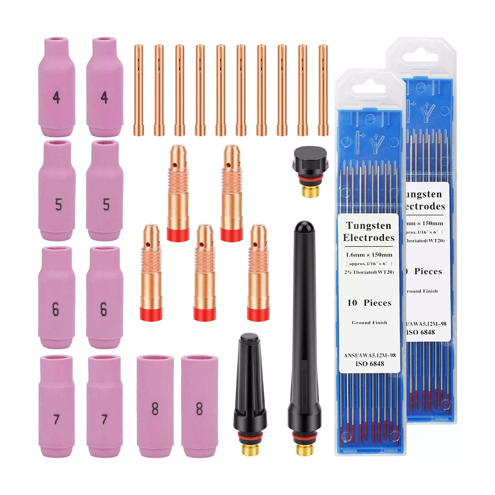 ARCADORA 48pcs TIG Welding Torch Gas Lens Kit WP17 WP18 WP26 Nozzles ...