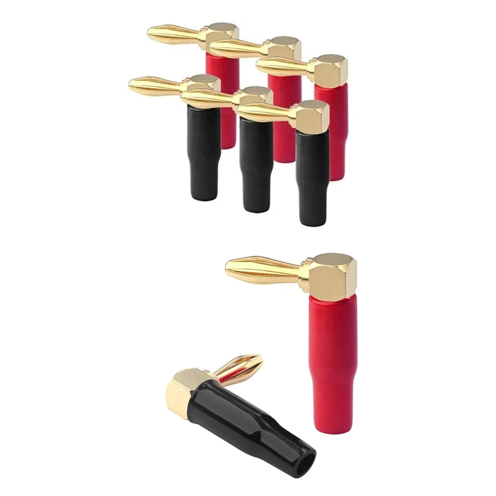 ARCADORA Angled Banana Plugs 8 Pcs Gold Plated Copper Wire 10-18AWG ...