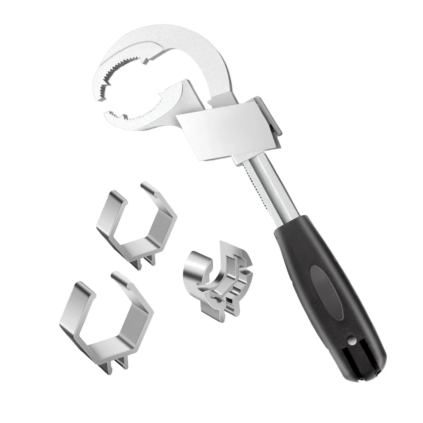 ARCADORA Black Universal Adjustable Wrench With 3 Chucks Aluminum Alloy ...