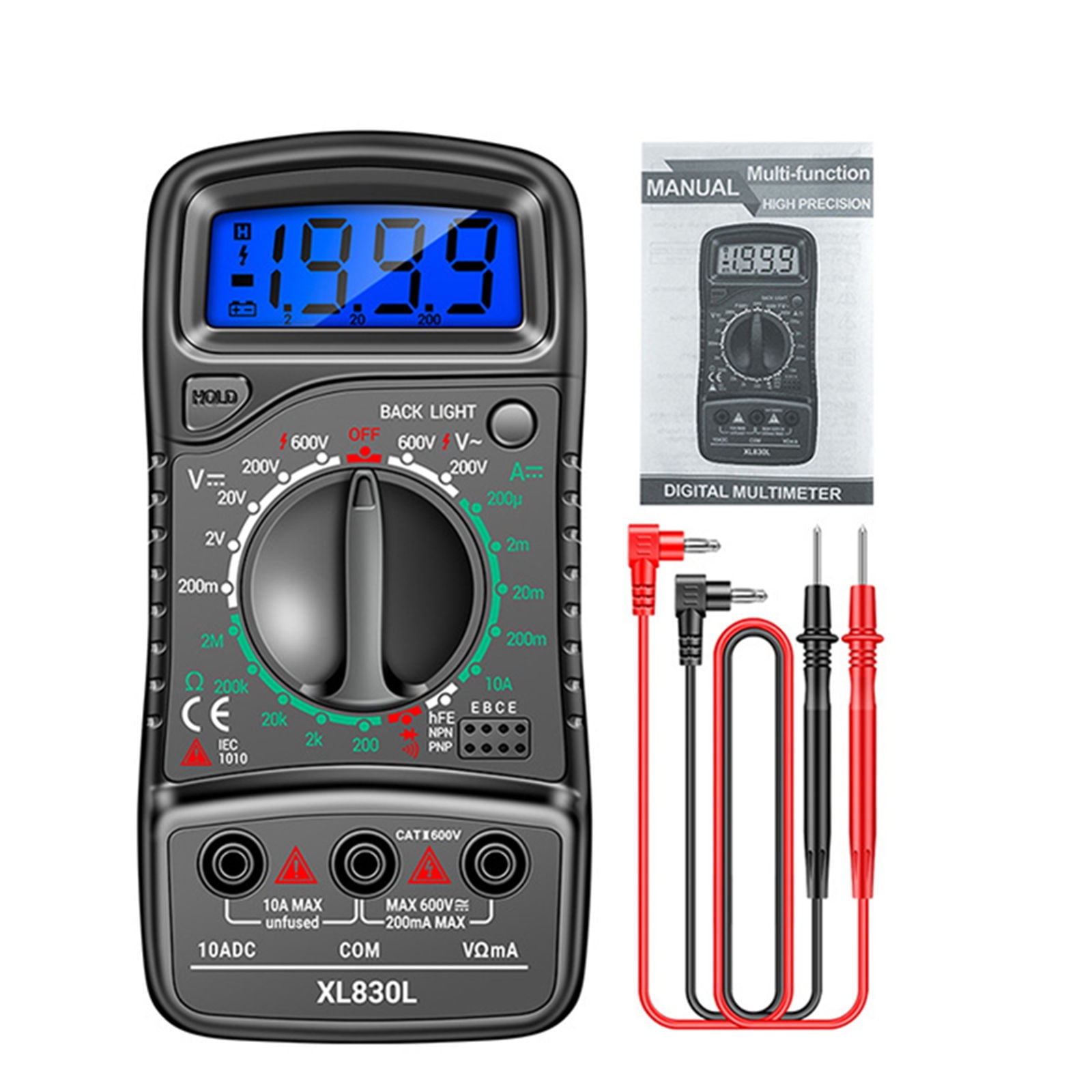 ARCADORA Digital Multimeter for Electronics with Blue Backlight & Data ...