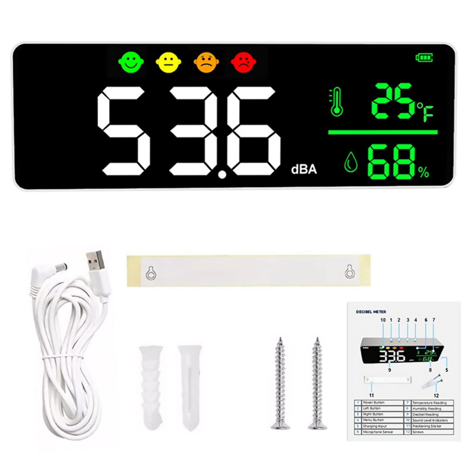 ARCADORA LED Decibel Meter 11 Inch Display 30-130dB Sound Level Reader ...