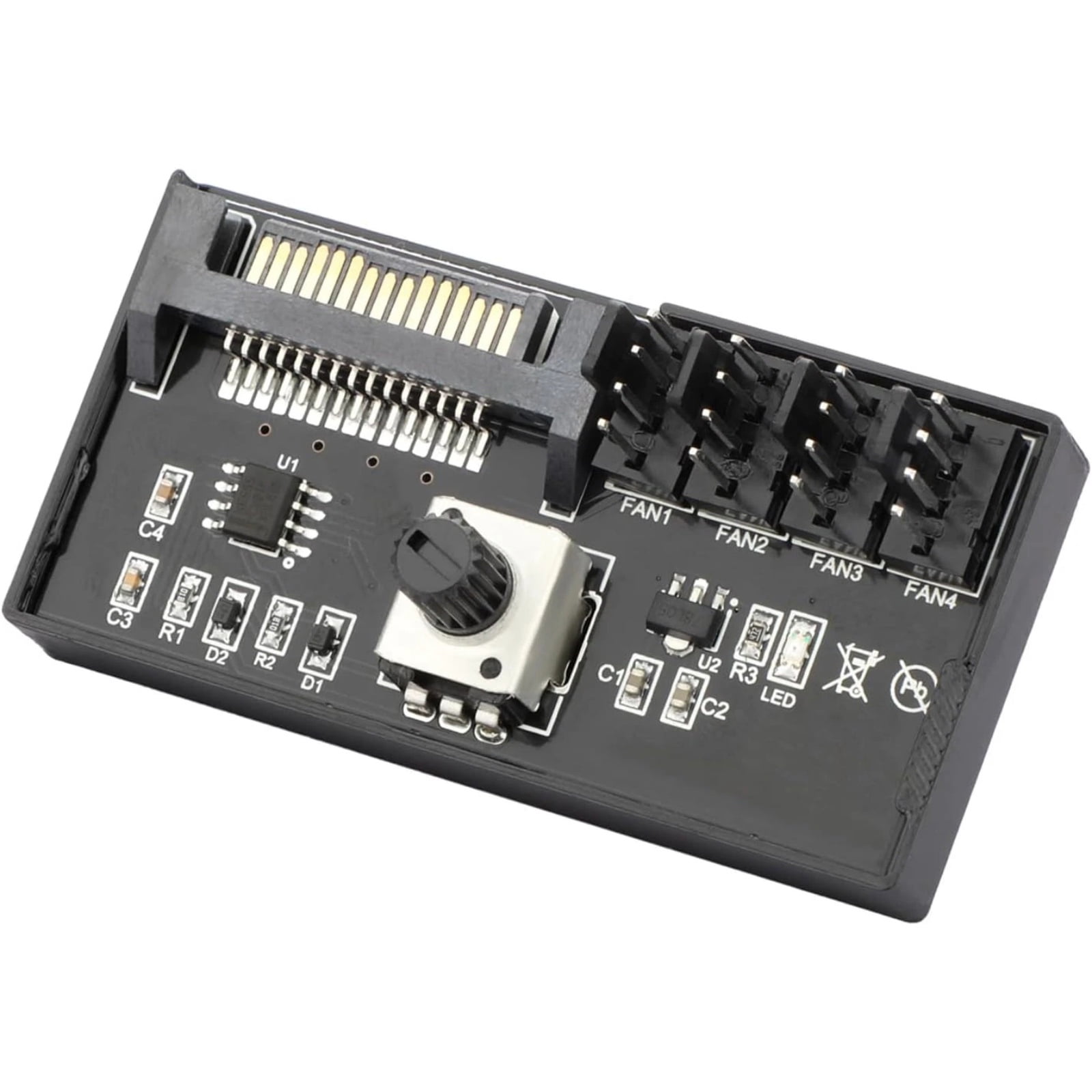 ARCADORA PC Cooling Fan Speed Controller 4 Port 4Pin PWM SATA 12V Input ...