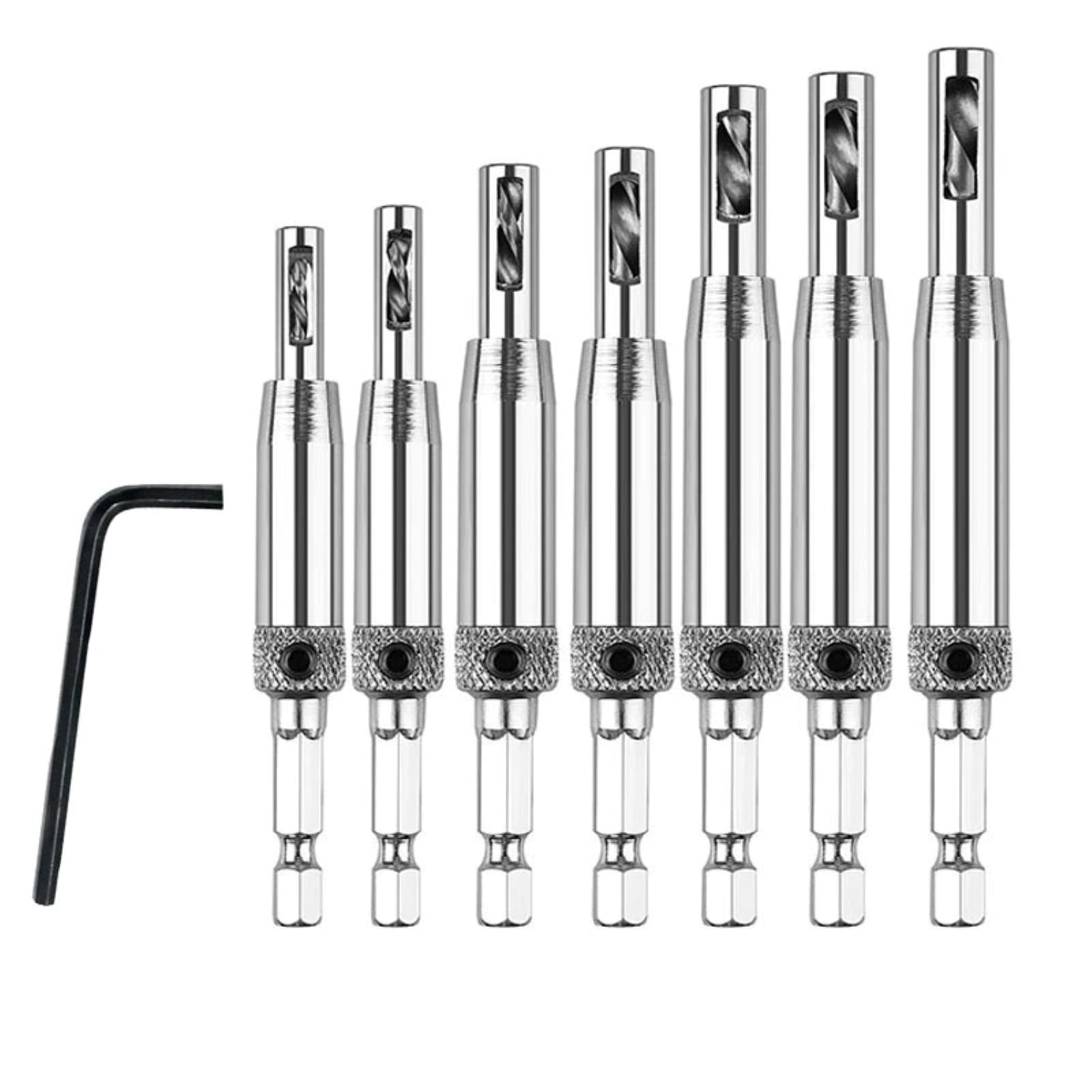 ARCADORA Self Centering Hinge Drill Bit Set 7 Pcs High Speed Steel 1/4 ...