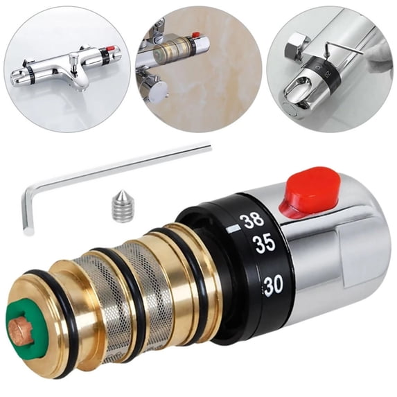 ARCADORA Thermostatic Valve Cartridge Chrome Brass 38°C Security Stop ...