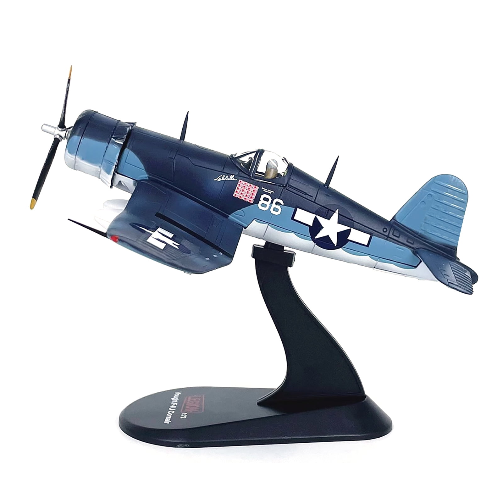 ARCADORA WWII USMC F4U Corsair VMF 214 White 86 Diecast Model 1:72 Scale w Display Stand ...