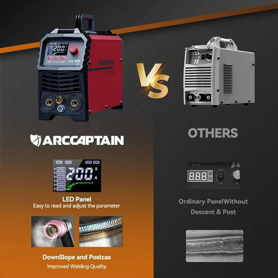 ARCCAPTAIN 200A TIG Welder, Dual Voltage 110V/220V, High-Frequency Arc ...