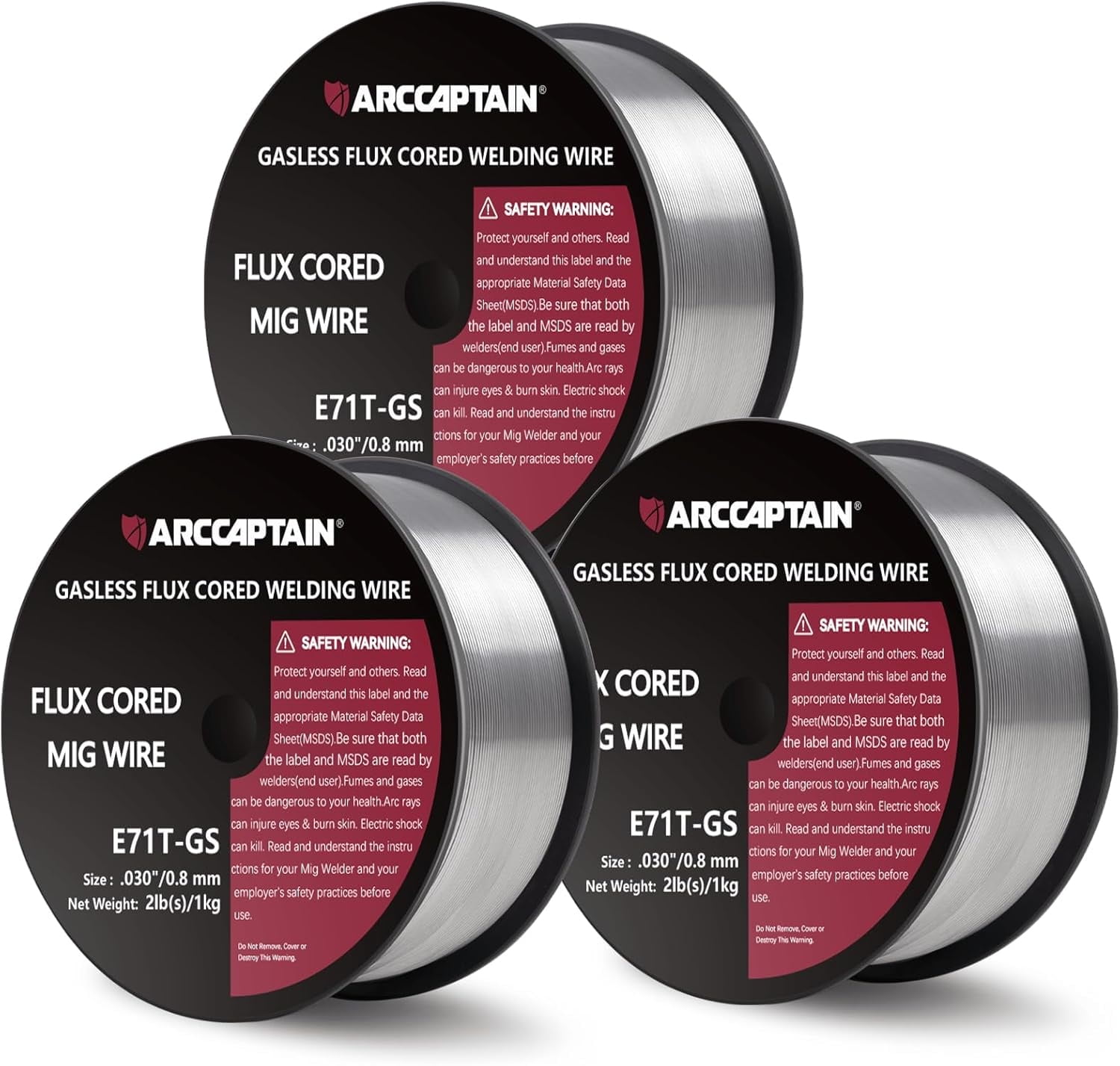 ARCCAPTAIN 3PCS Flux Core Welding Wire E71T-GS, MIG Wire 030" 2-Pound ...