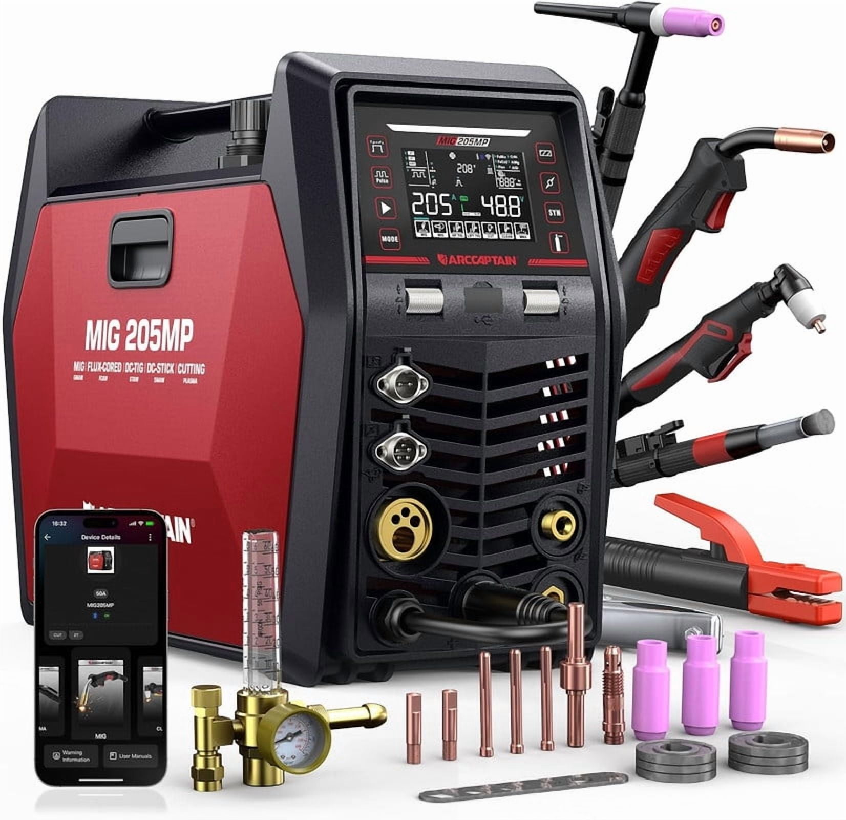 ARCCAPTAIN 9-in-1 MIG205MP Welder Plasma/Pulse MIG/Spool/Alu｜DC HF TIG ...