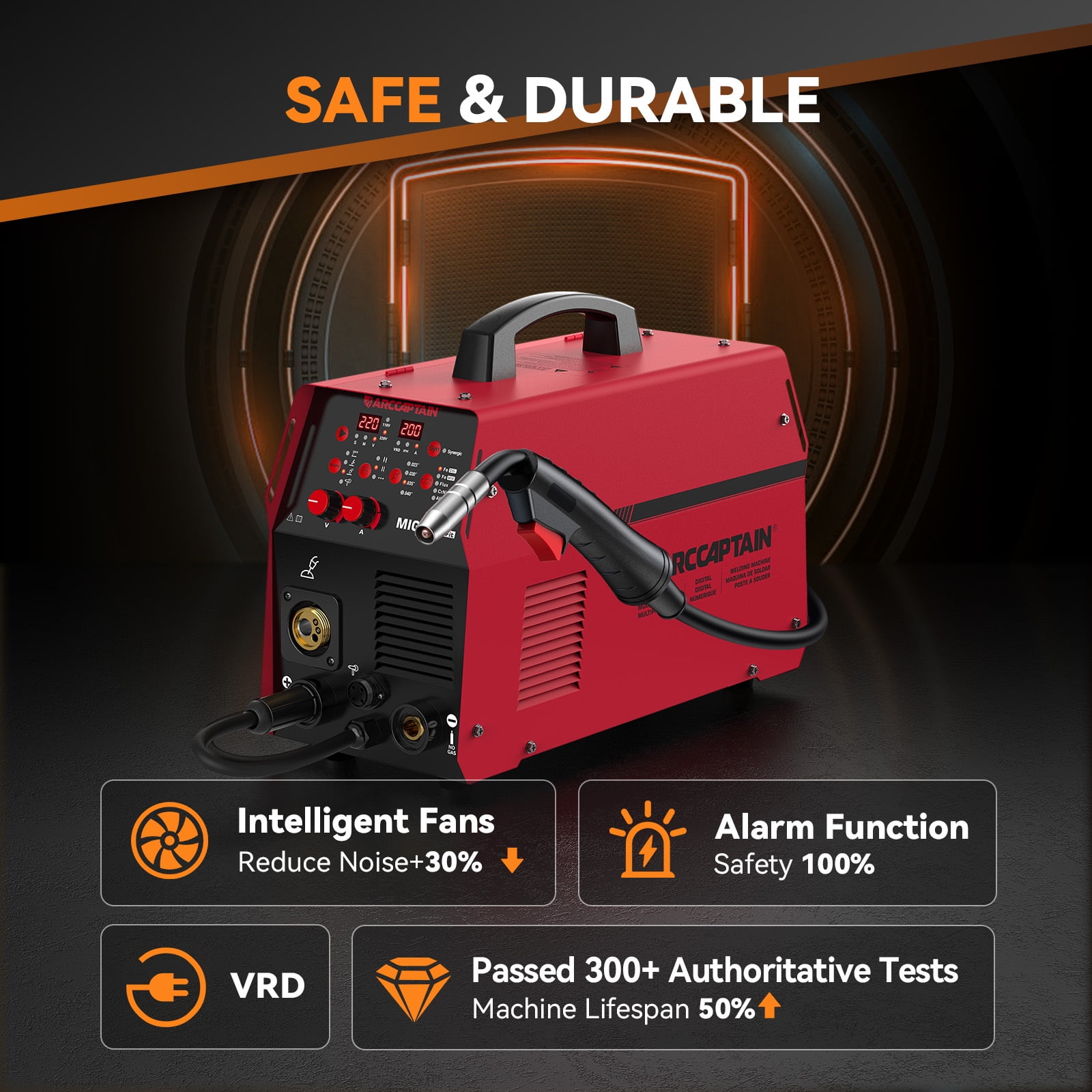 ARCCAPTAIN Aluminum MIG Welder 6-in-1, MIG200 FIT , Synergic Control ...