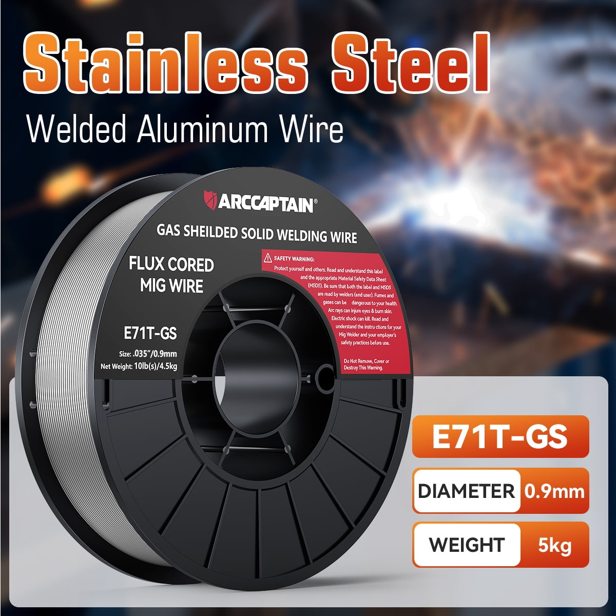 ARCCAPTAIN Flux Core Welding Wire .035, E71T-GS 035" Flux Core MIG ...