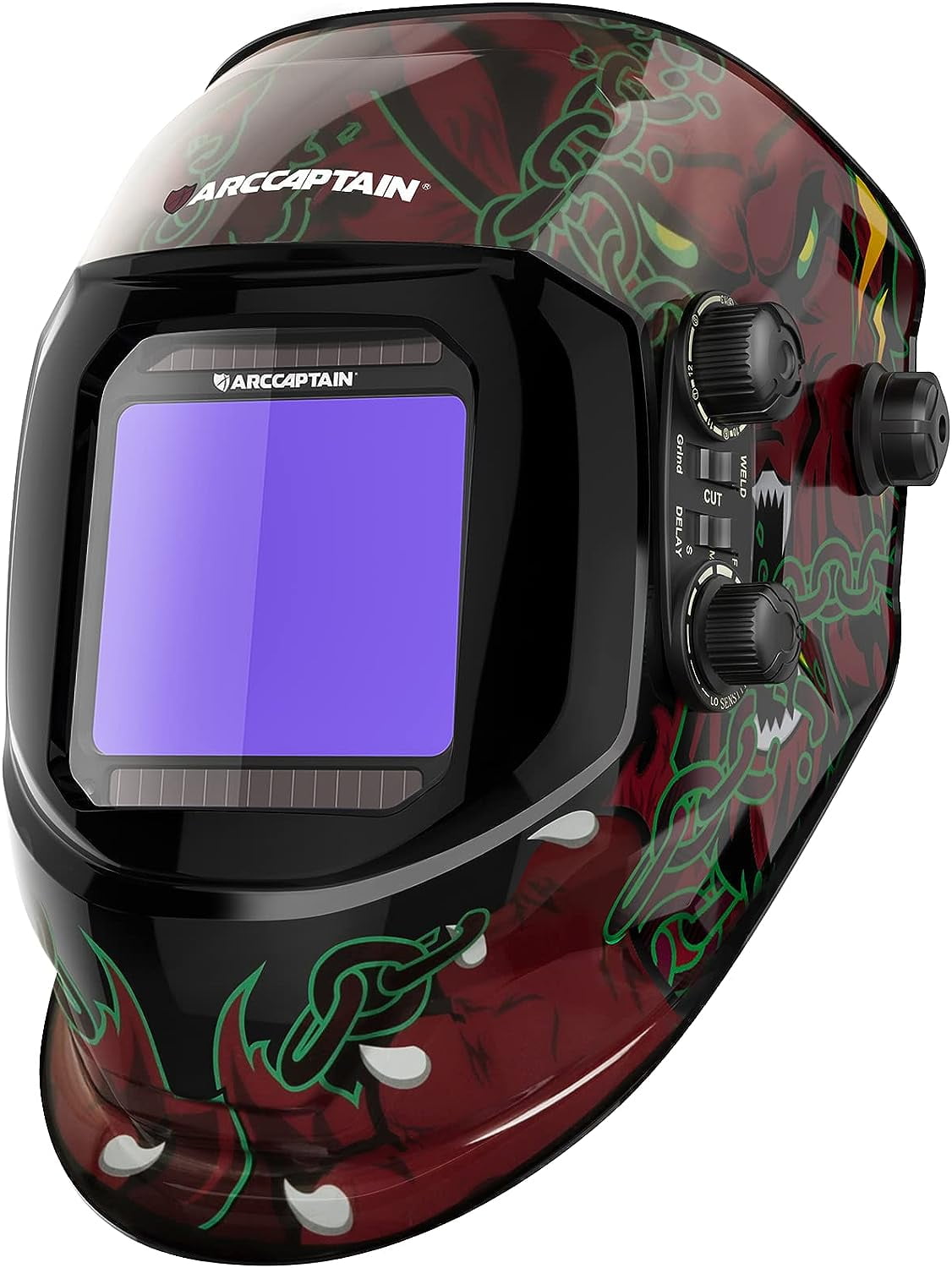 ARCCAPTAIN Solar Powered Welding Helmet, Large Screen, Auto Darkening ...