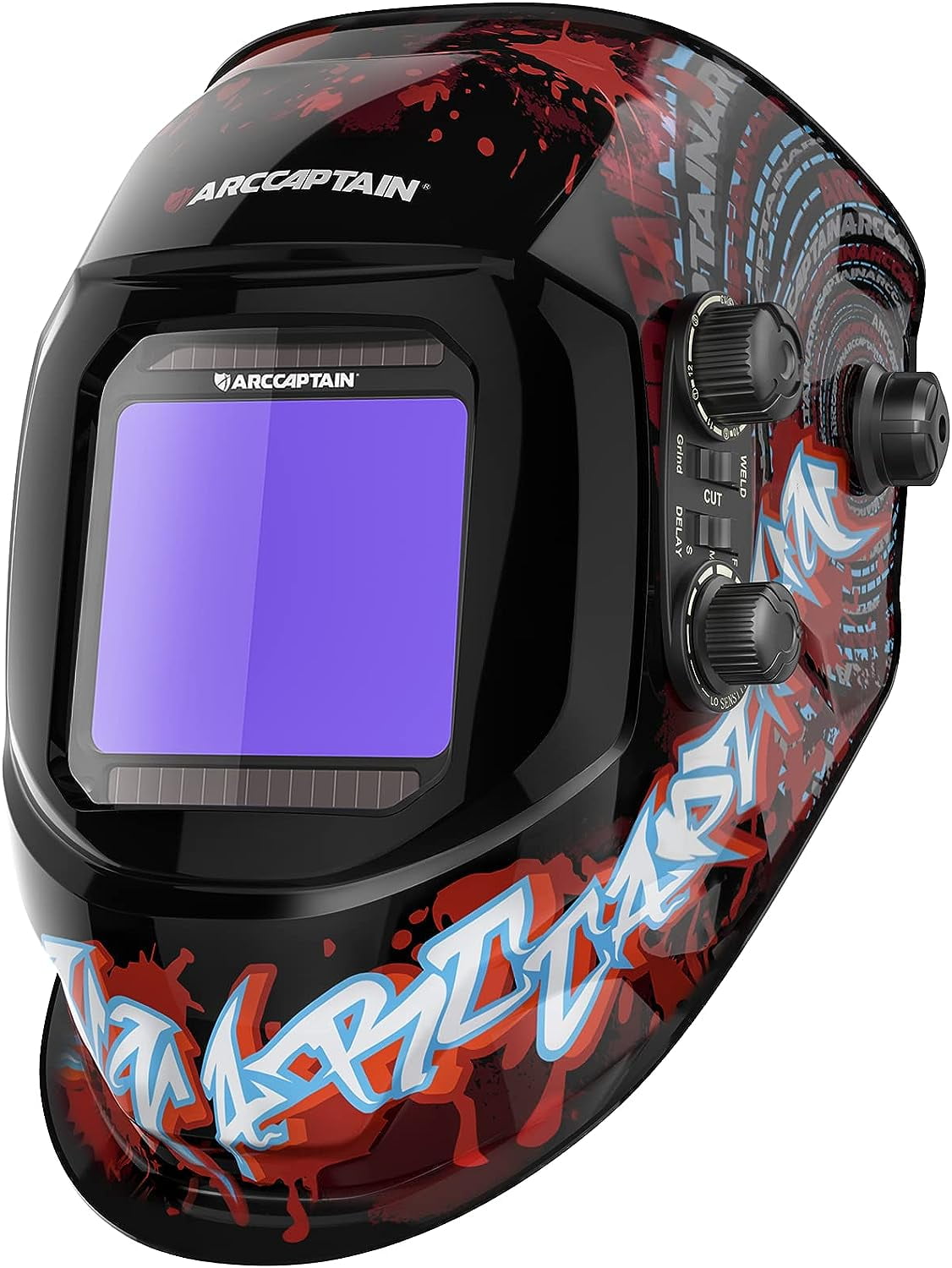 ARCCAPTAIN Large Viewing Screen Welding Helmet True Color Auto Darkening Solar Powered 4 Arc ...