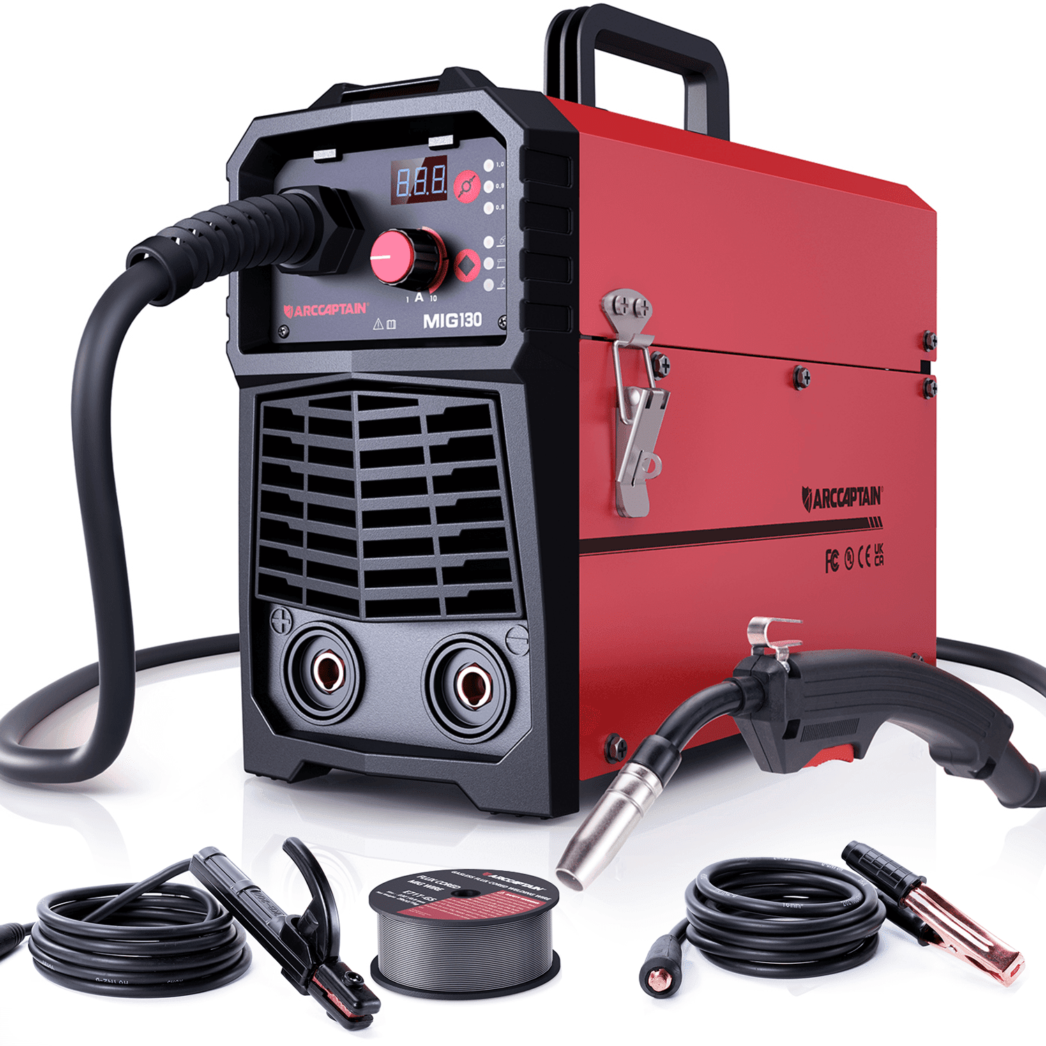 ARCCAPTAIN MIG Welder Machine, 130A Flux Core Wire Feed Welder 110V, 3 ...