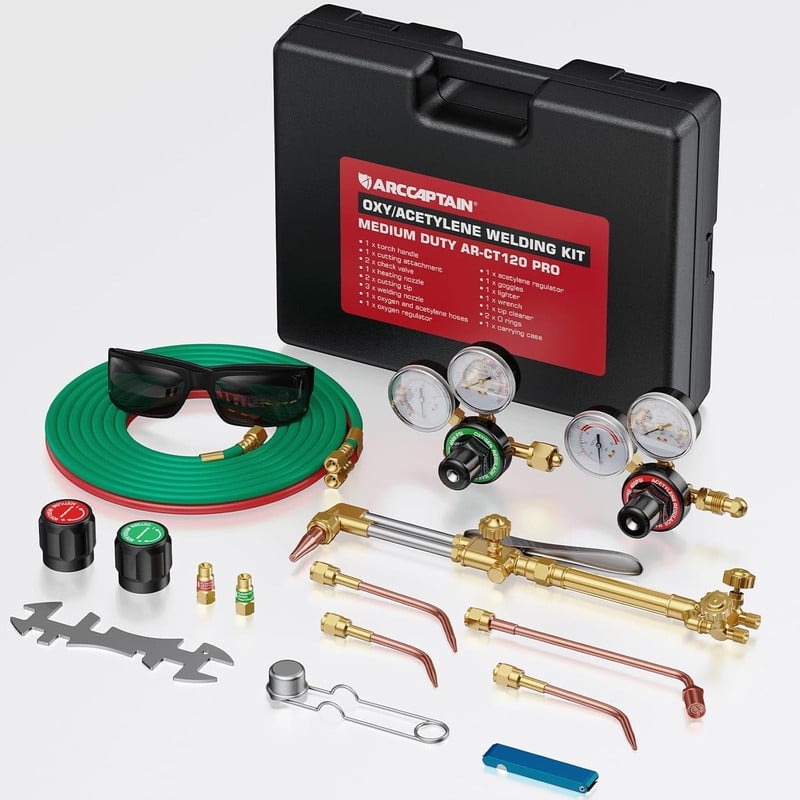 ARCCAPTAIN Oxy Acetylene Torch Kit with Check Valves, Medium Duty Gas ...