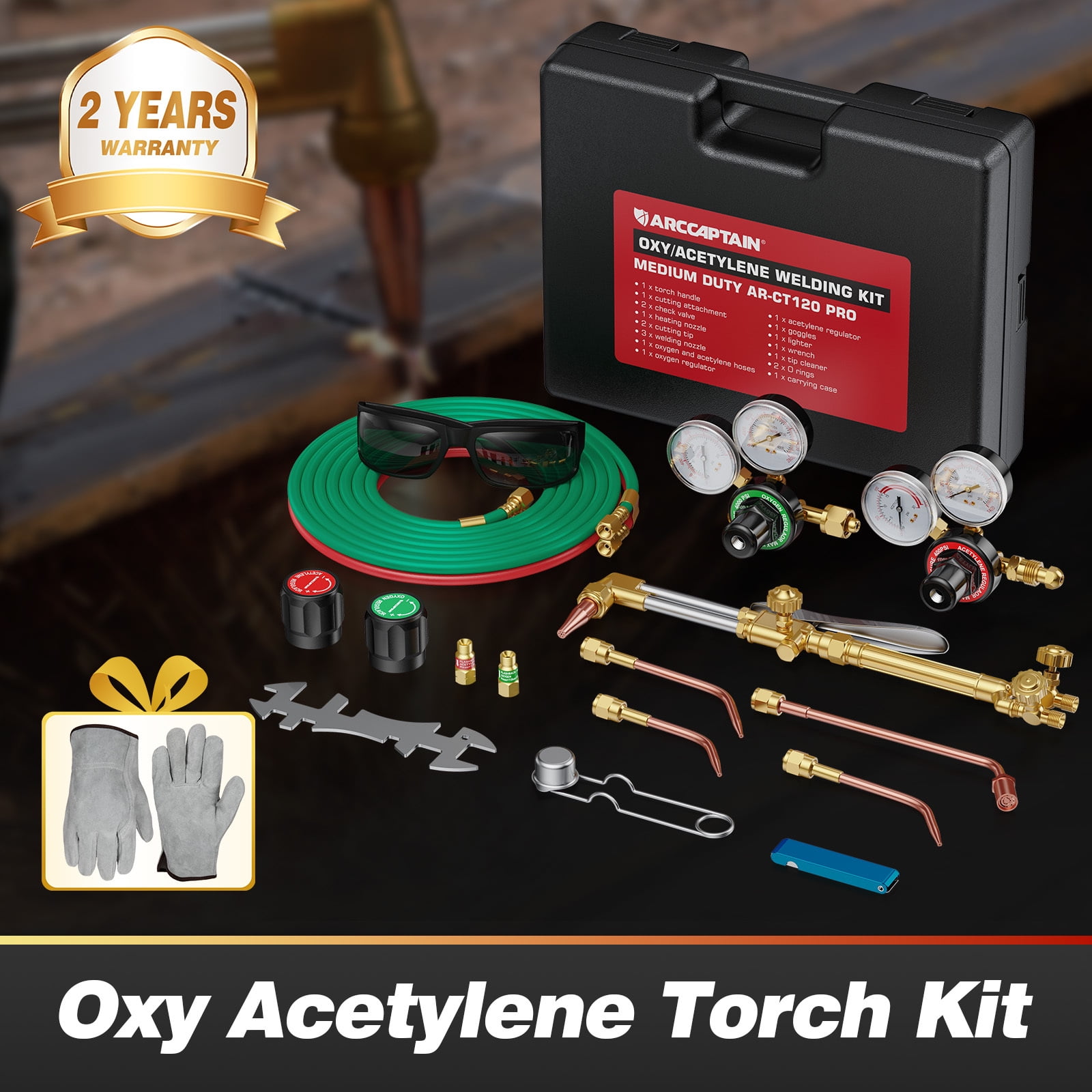 ARCCAPTAIN Oxy Acetylene Torch Kit with Check Valves, Medium Duty Gas ...