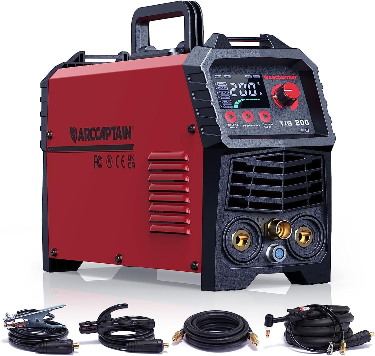 ARCCAPTAIN TIG Welder, 200A Dual Voltage 110v/220v, Digital Control ...