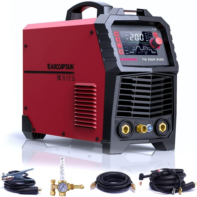 ARCCAPTAIN TIG Welder AC/DC 200Amp with Pulse, Aluminum TIG Welder 110V ...