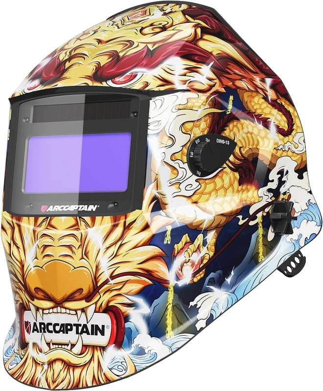ARCCAPTAIN Welding Helmet Auto Darkening, Large View Welding Hood Mask ...