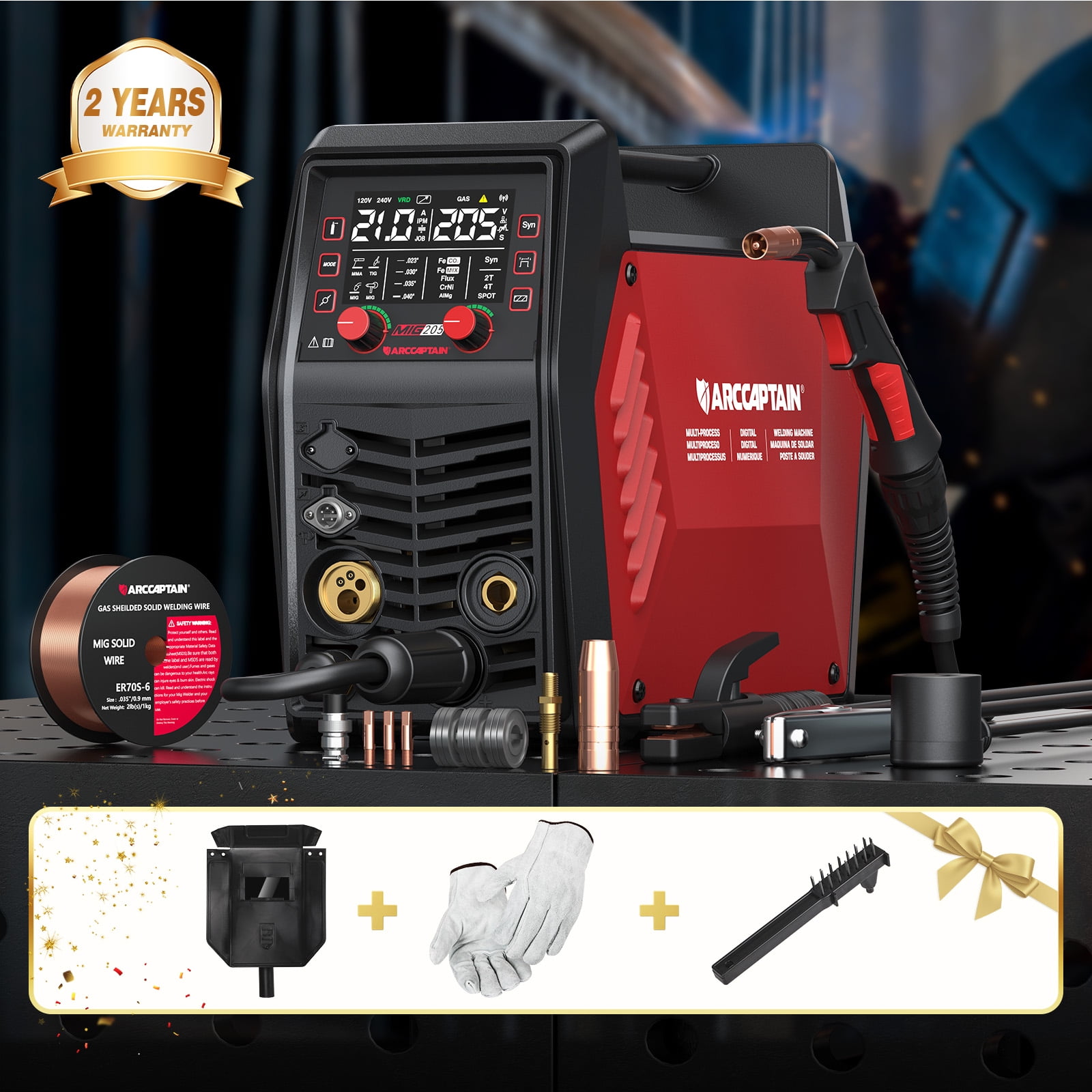 ARCCAPTAIN i-Control 205A MIG Welder for Gas, Gasless, MMA Stick, Lift ...