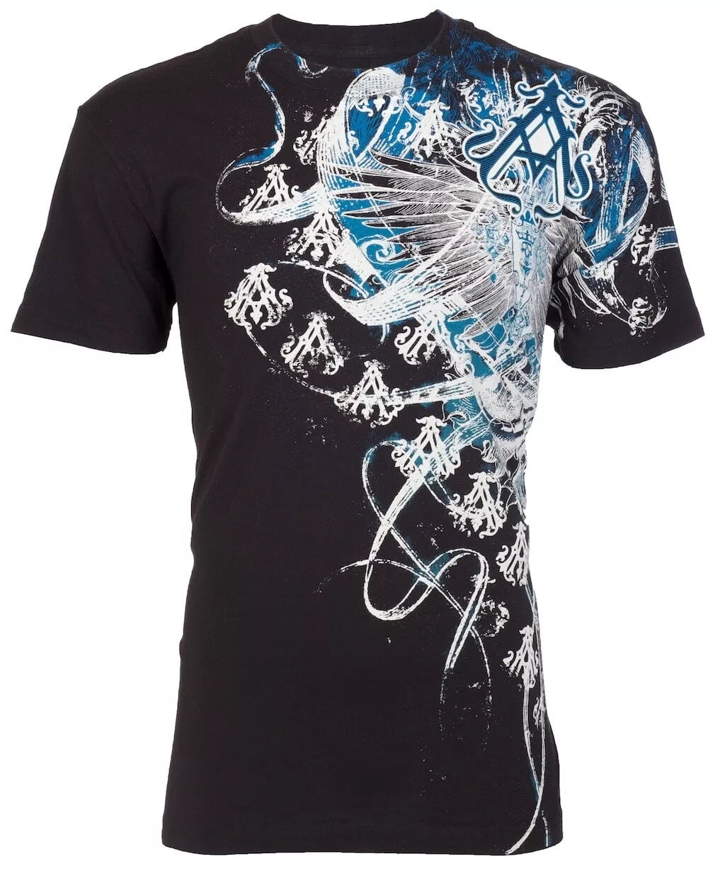 ARCHAIC by AFFLICTION Black WOODCUTS Short Sleeve Slim Fit Y2K T-shirt ...