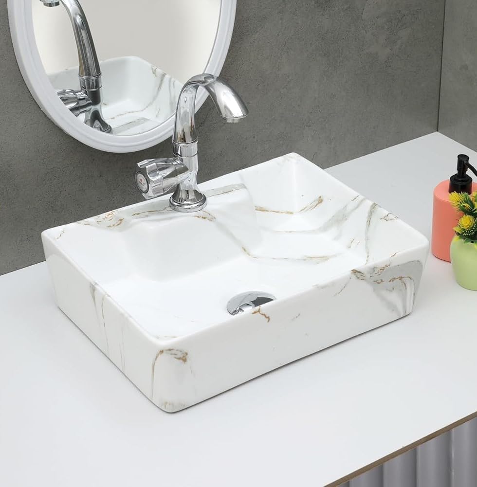 ARCHSTONE Designer Premium Tabletop Wash Basin White Grey Bathroom ...