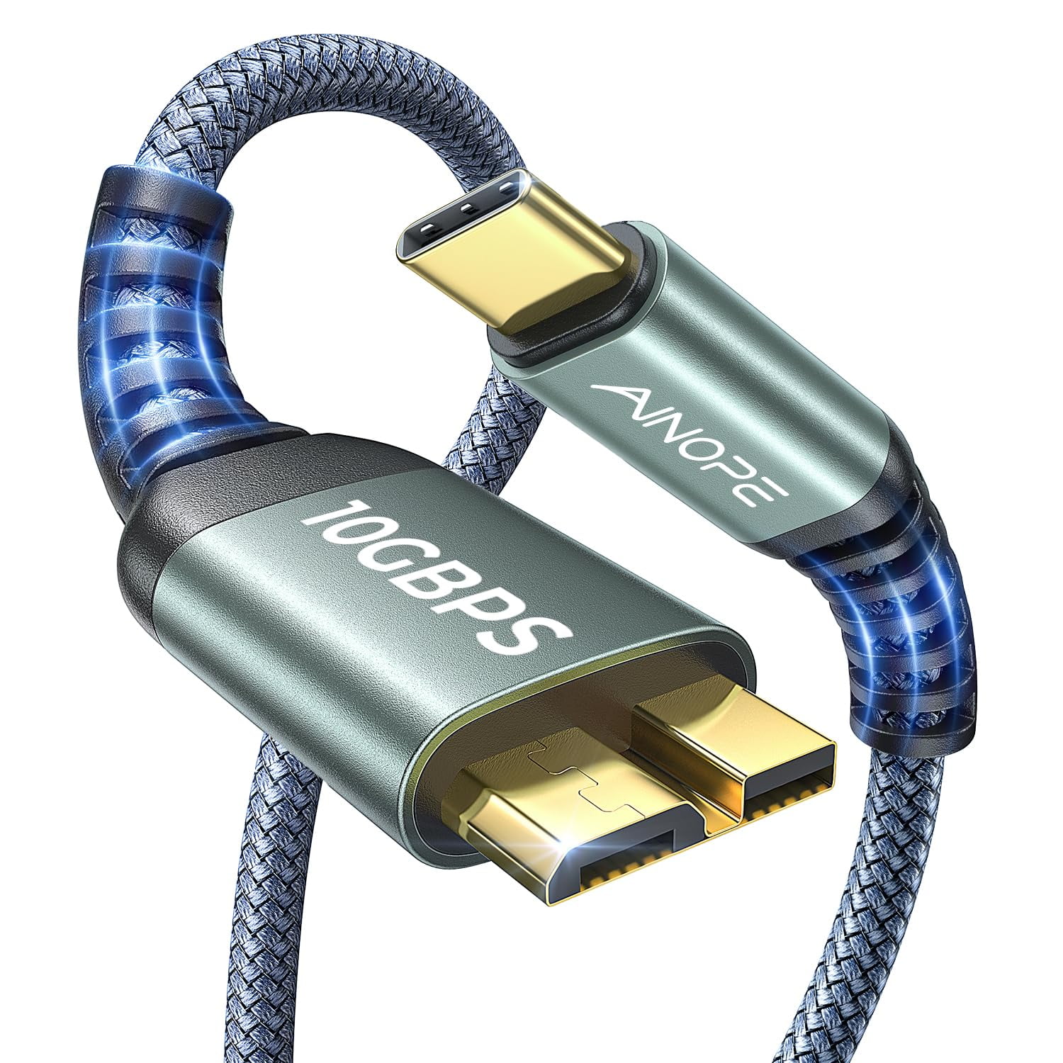 ARCOCO-10Gbps Micro B to USB C External Hard Drive Cable, 1.6FT Nylon ...