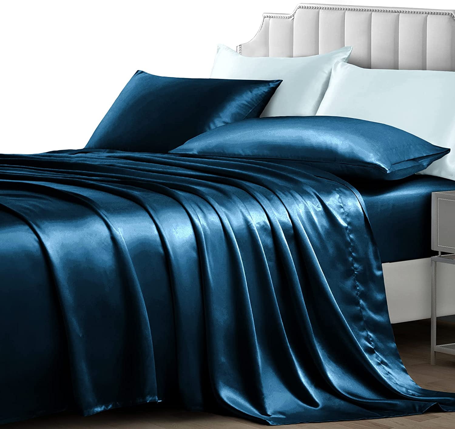 ARCOCO-4 Pieces Satin Sheets Full, Silky Satin Bed Sheet Set with 1 ...