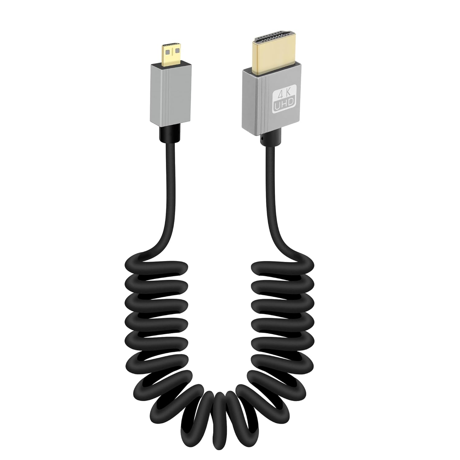 ARCOCO-4K Short Micro HDMI to HDMI Coiled Cable, Male to Male 4K Micro ...