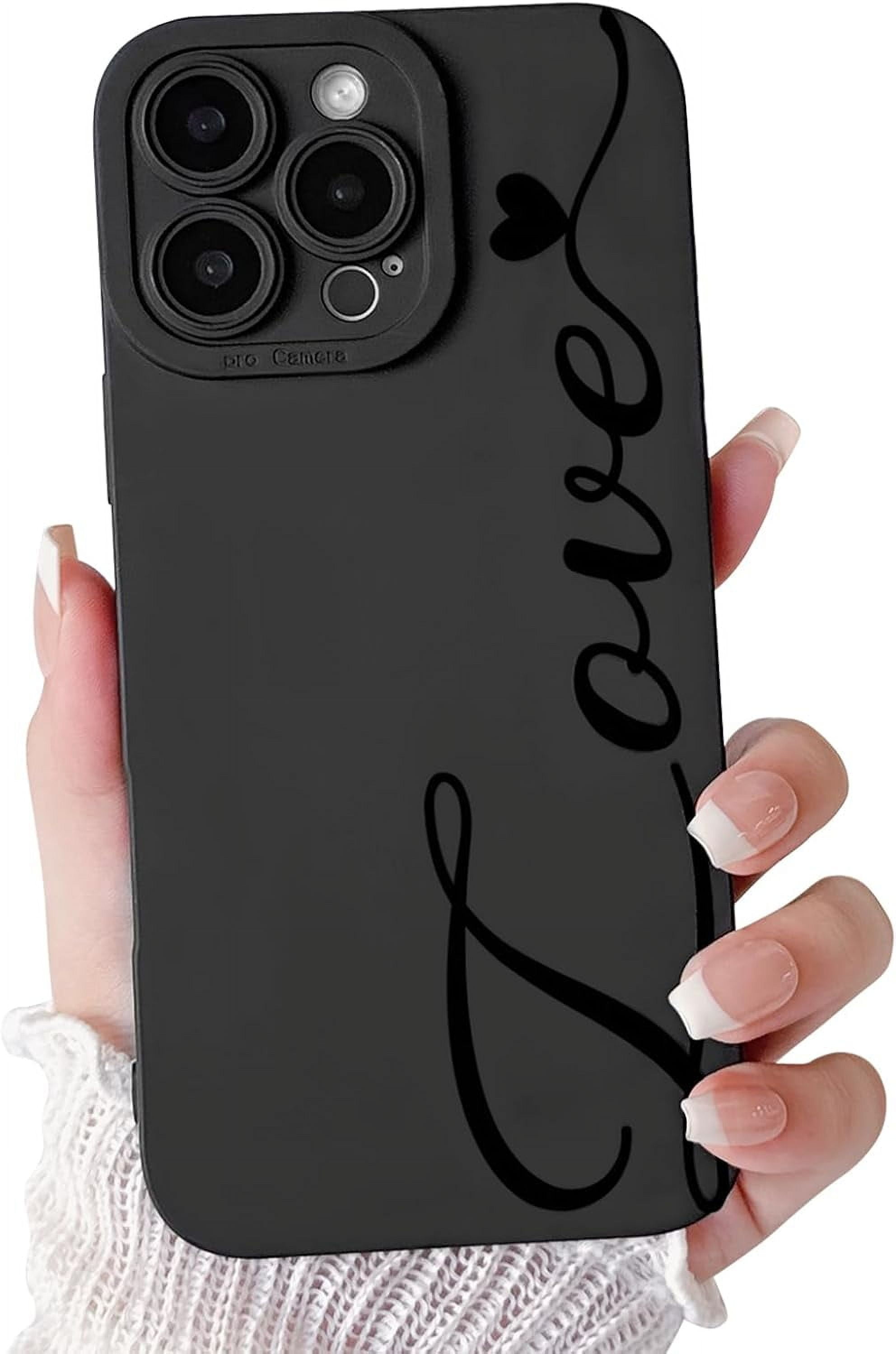 ARCOCO-Compatible with iPhone 16 Pro Case Cute Black Design for Women Girls with Love Heart ...