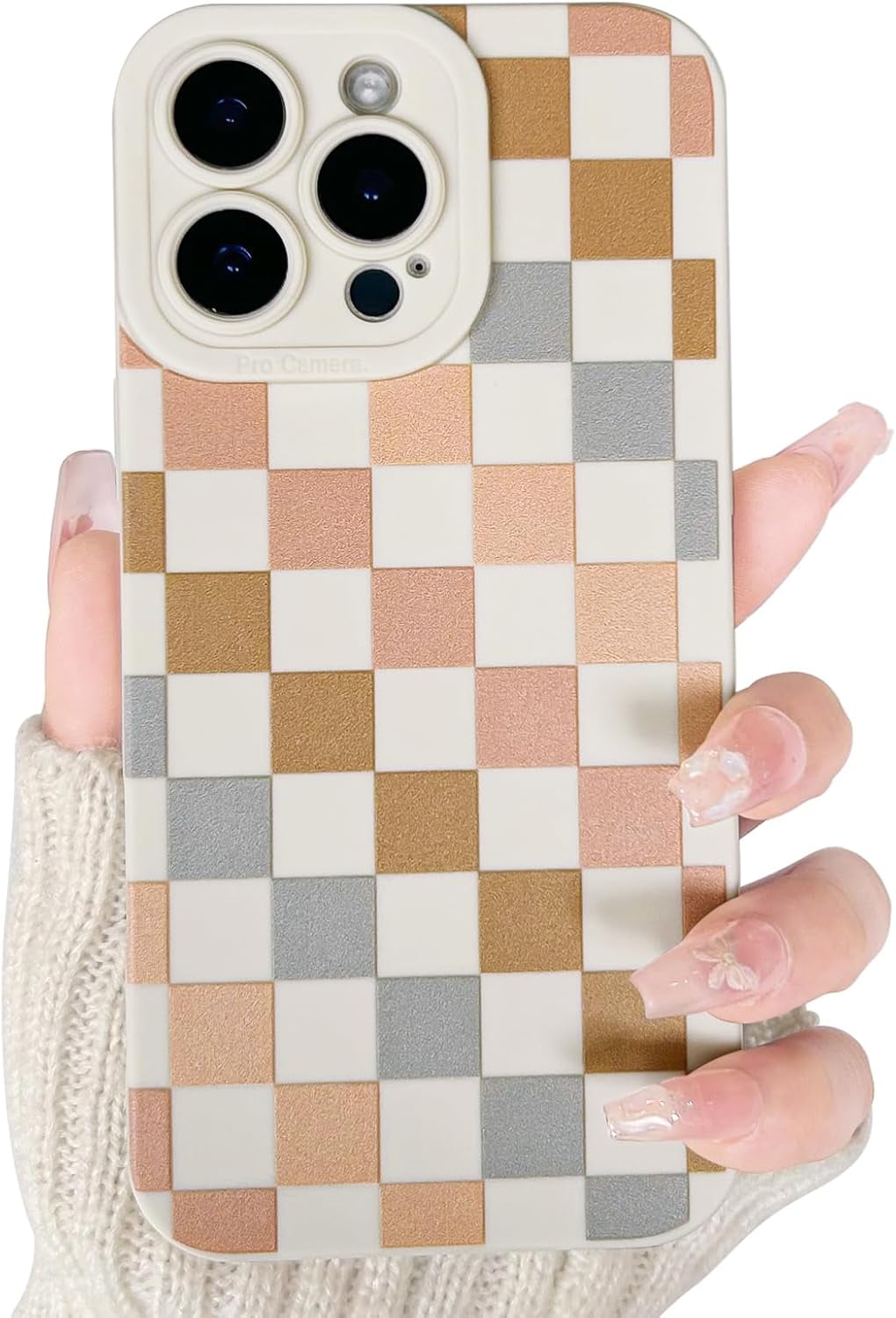 ARCOCO-Compatible for iPhone 16 Pro Max Case Cute Checkerboard Lattice Plaid with Color Design ...