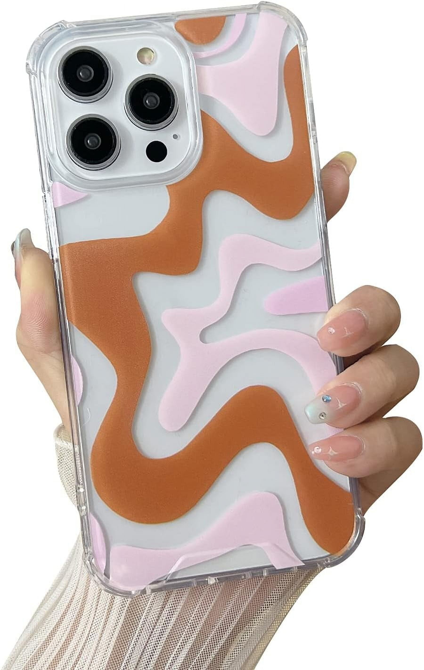 ARCOCO-Compatible with iPhone 16 Pro Max Phone Case, Cute Art Wavy Painted for Women Girls, Soft ...