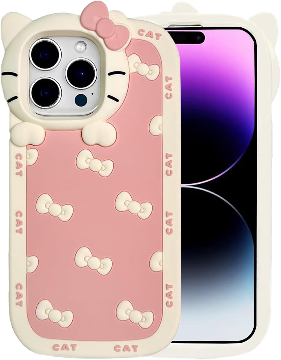ARCOCO-Cute Case for iPhone 16 Pro 6.3'', Kawaii 3D Bowknot Silicone ...
