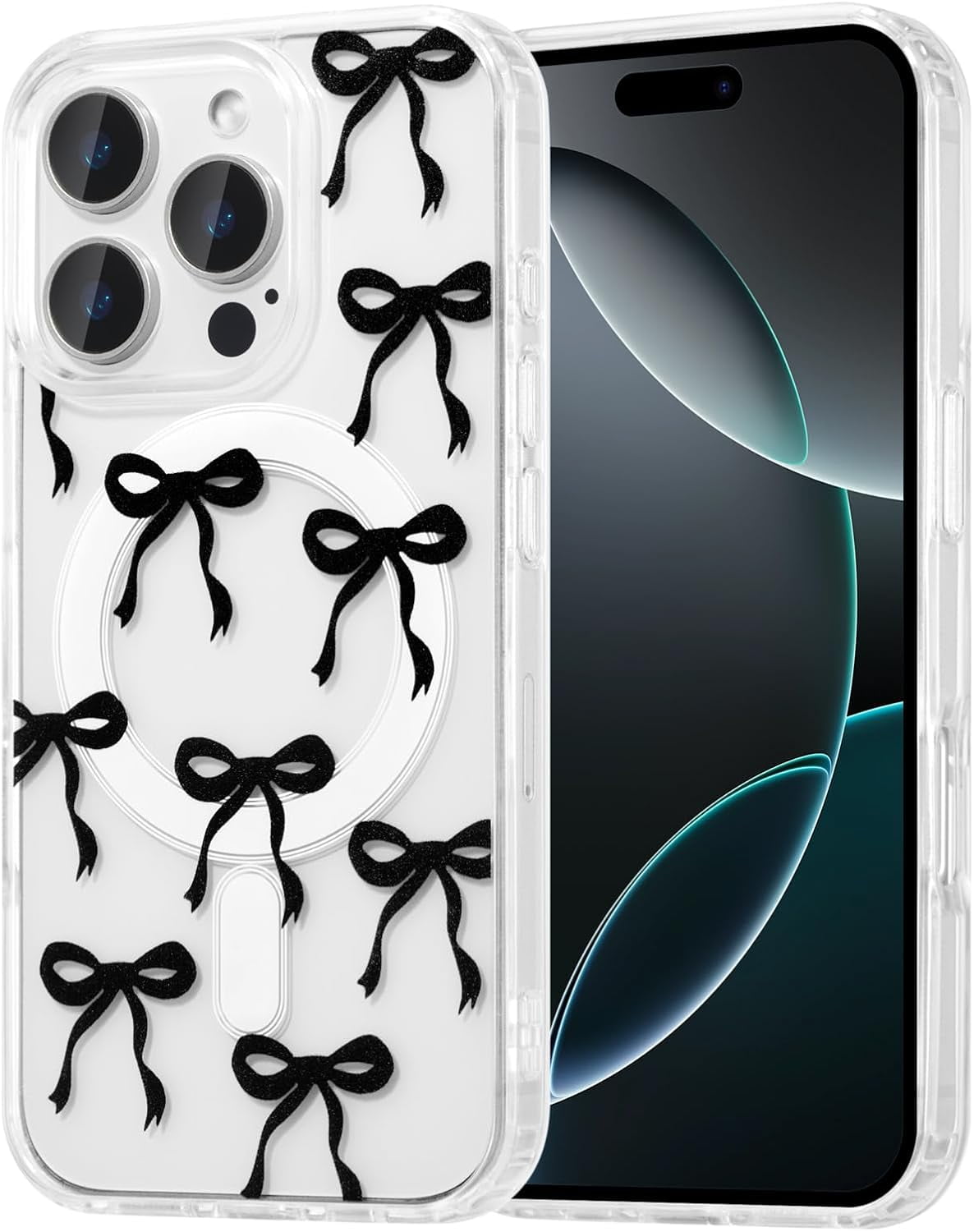 ARCOCO-Magnetic for iPhone 16 Pro Case, Bow Case Compatible with MagSafe, Wireless Slim Clear ...