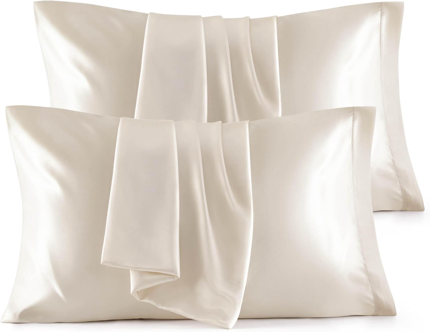 ARCOCO-Satin Pillowcases Standard Set of 4 - Beige Silk Pillow Cases ...