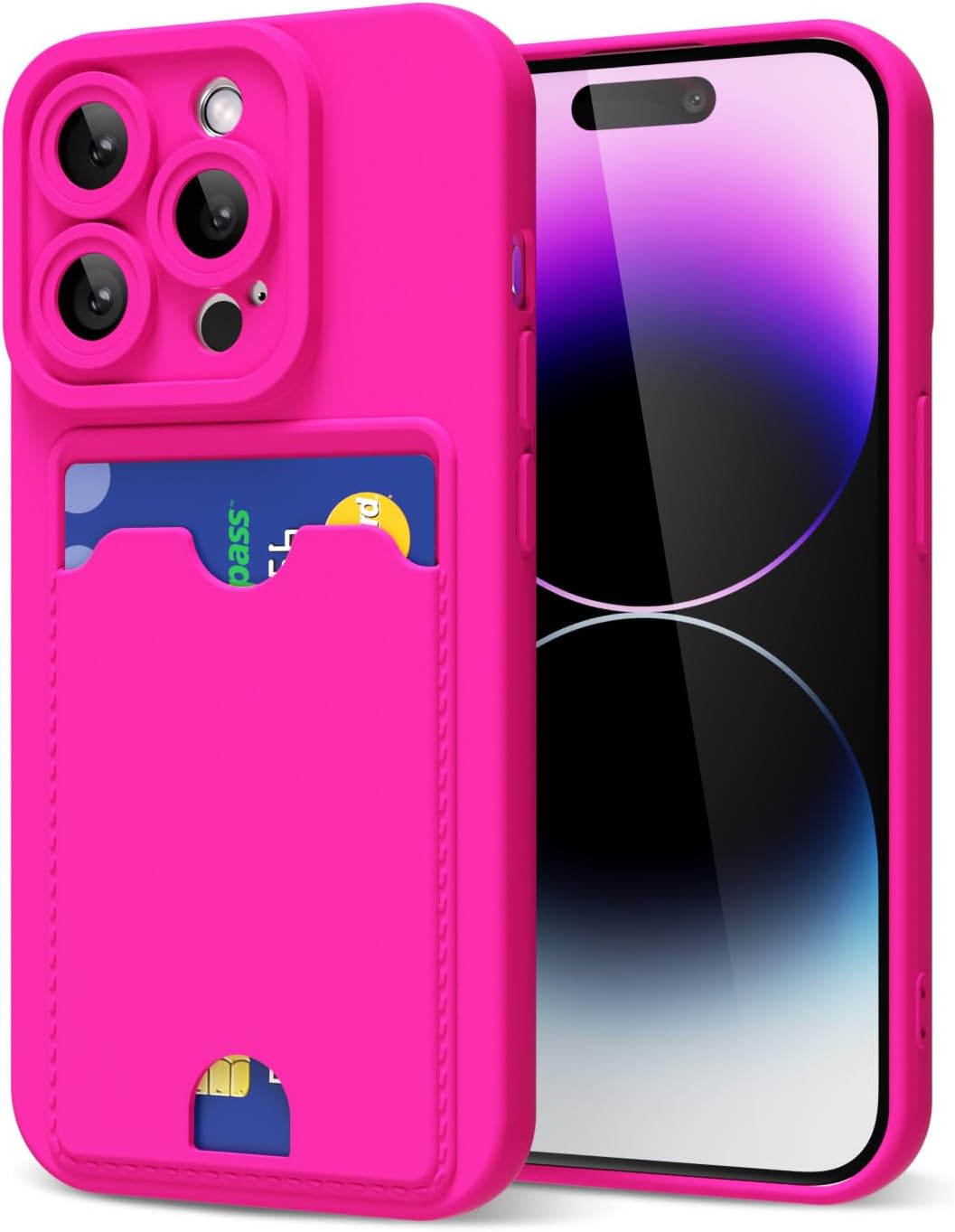 ARCOCO-for iPhone 14 Pro Max Case with Card Holder, Cute Silicone ...