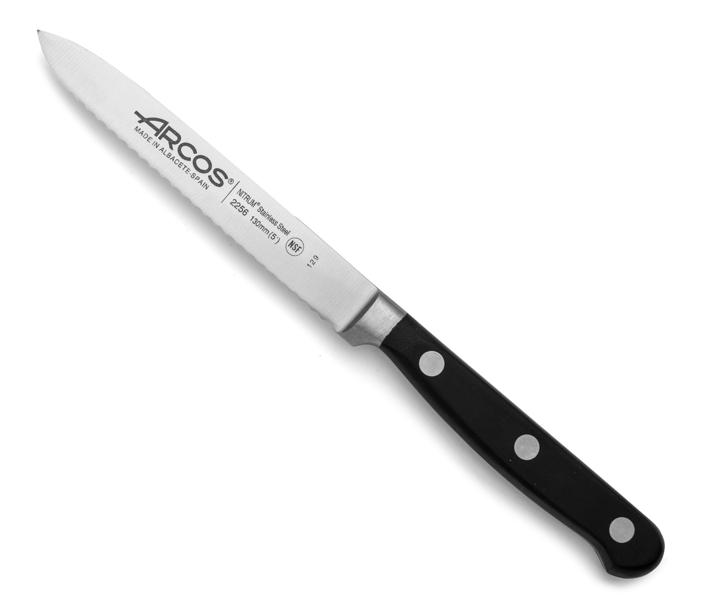 ARCOS Universal 5" Nitrum Stainless Steel Steak Knife, Black POM Handle ...