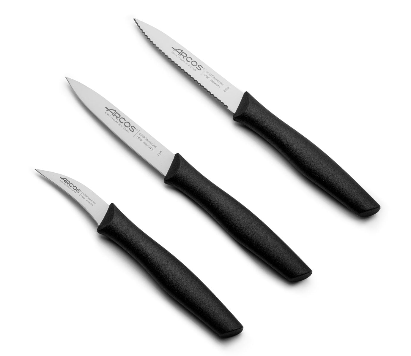 ARCOS Paring Knife Set. 3 Peeling Knives in Stainless Steel. Ergonomic ...