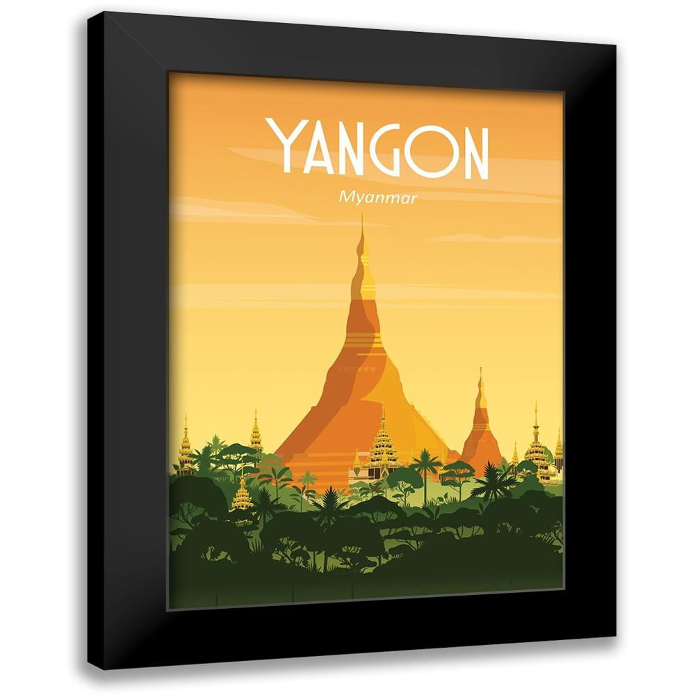 ARCTIC FRAME 11x14 Black Modern Framed Museum Art Print Titled - Yangon ...