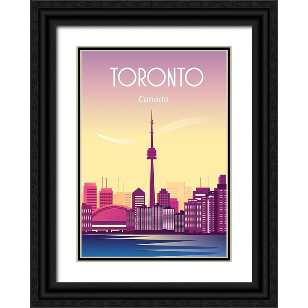 ARCTIC FRAME 11x14 Black Ornate Wood Framed with Double Matting Museum ...