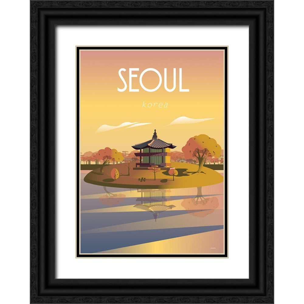 ARCTIC FRAME 14x18 Black Ornate Wood Framed with Double Matting Museum ...