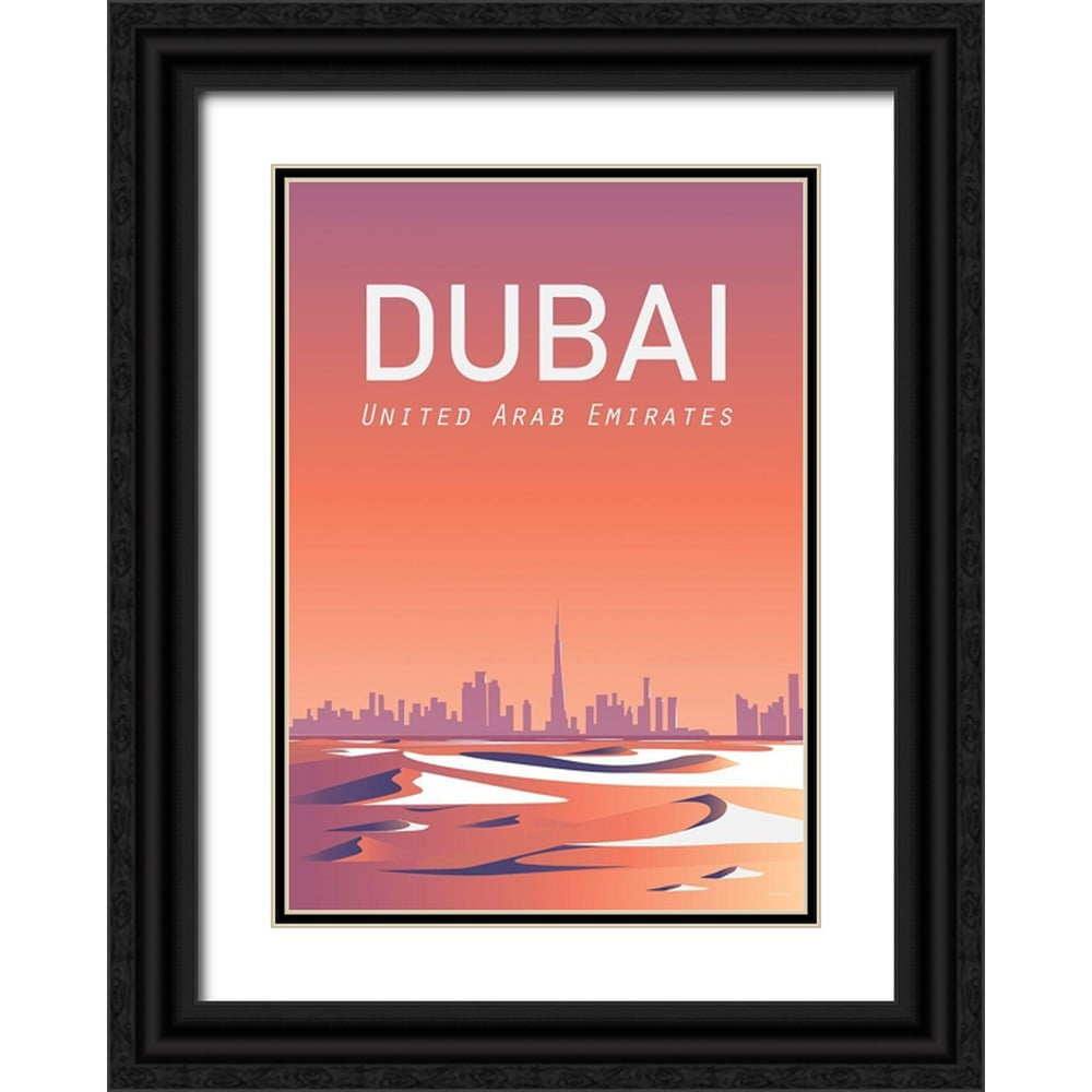 ARCTIC FRAME 24x32 Black Ornate Wood Framed with Double Matting Museum ...