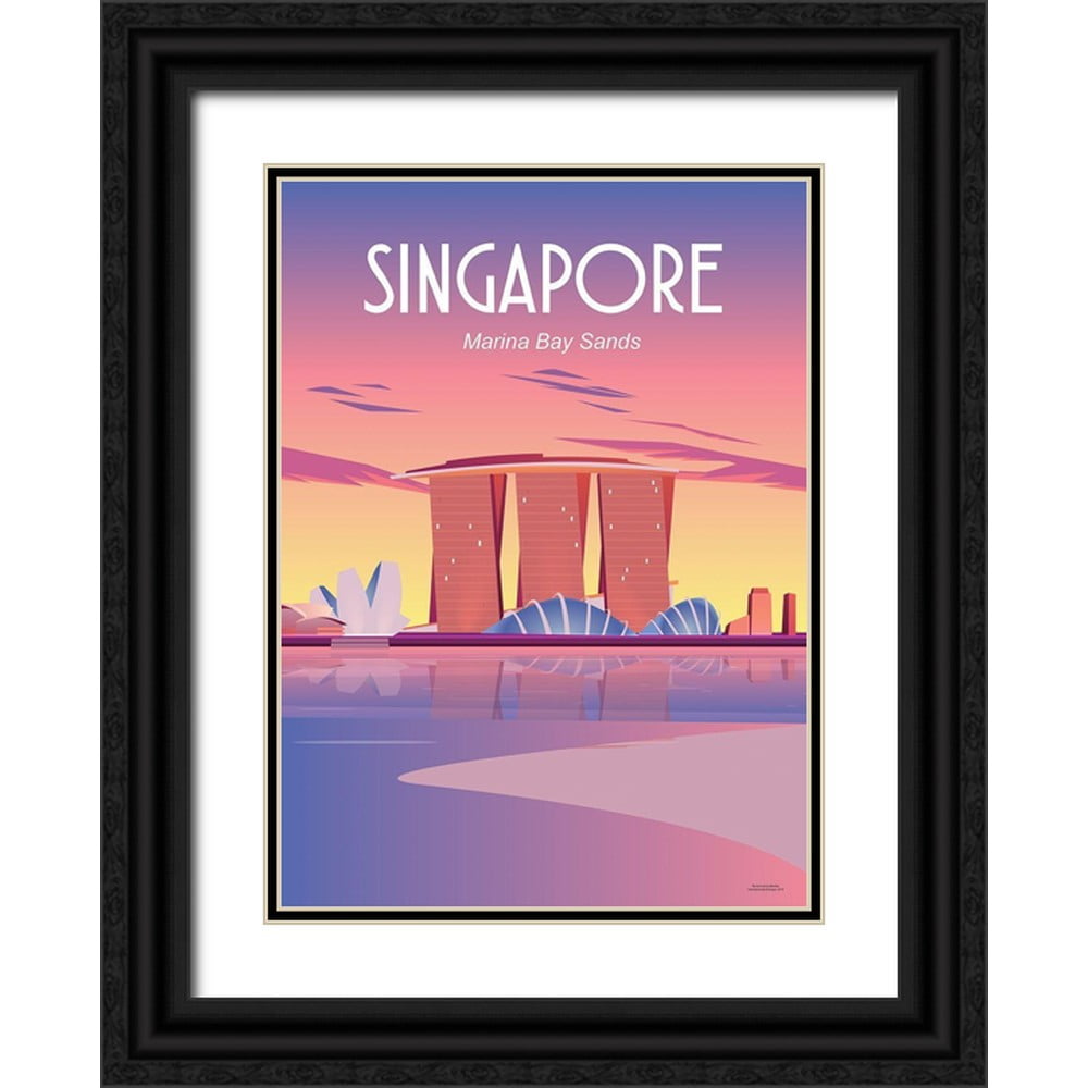 ARCTIC FRAME 24x32 Black Ornate Wood Framed with Double Matting Museum ...